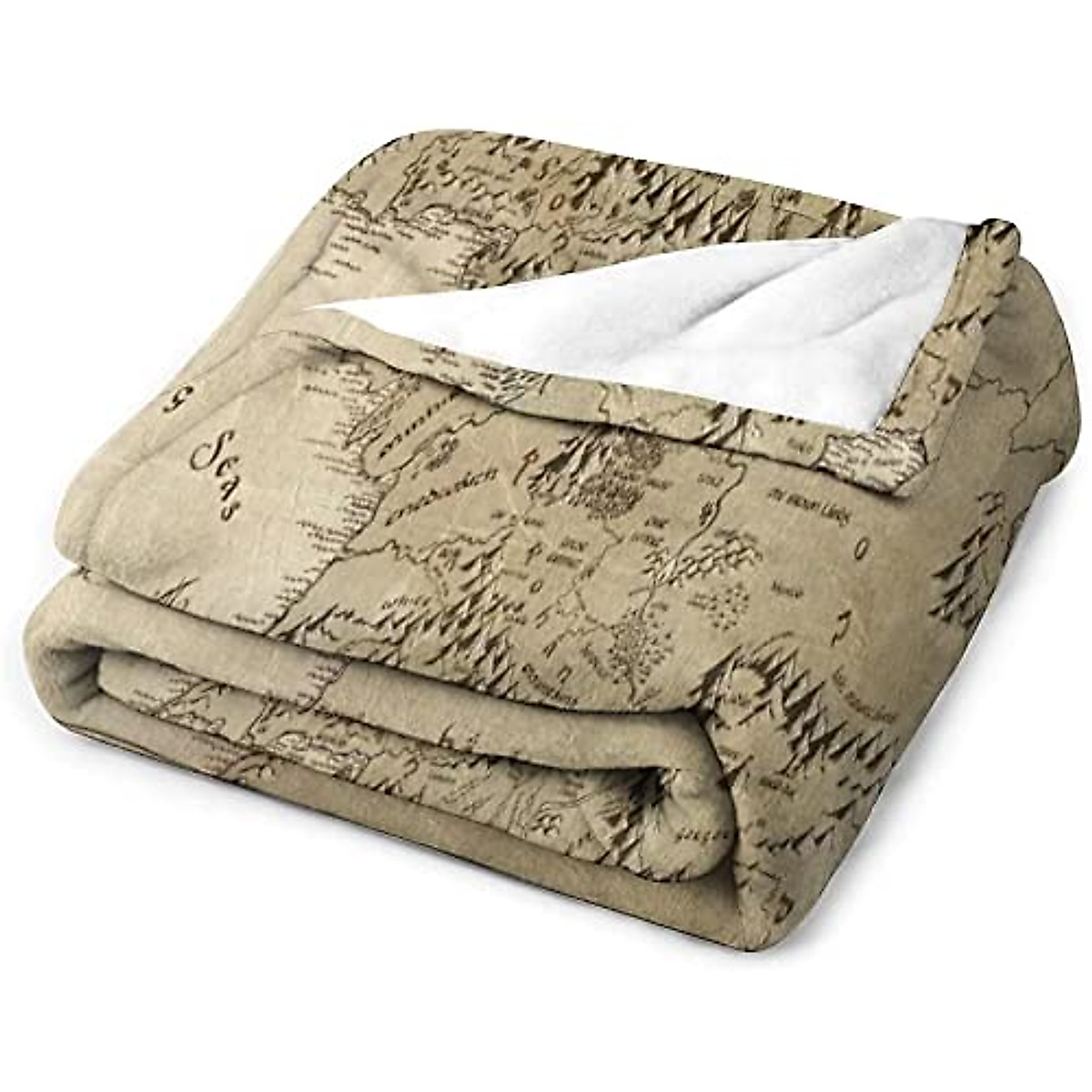 Blanket Middle Earth Map Blankets and Throws Premium Fleece Super Soft Throw Blanket Cozy Bed Blanket Couch Decorative for Home Bedding Living Room (Black, 50 * 40)