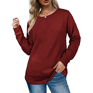 Dofaoo Christmas Sweatshirts for Women Crewneck Long Sleeve Plus Size Tops Oversized Pullover Red XL