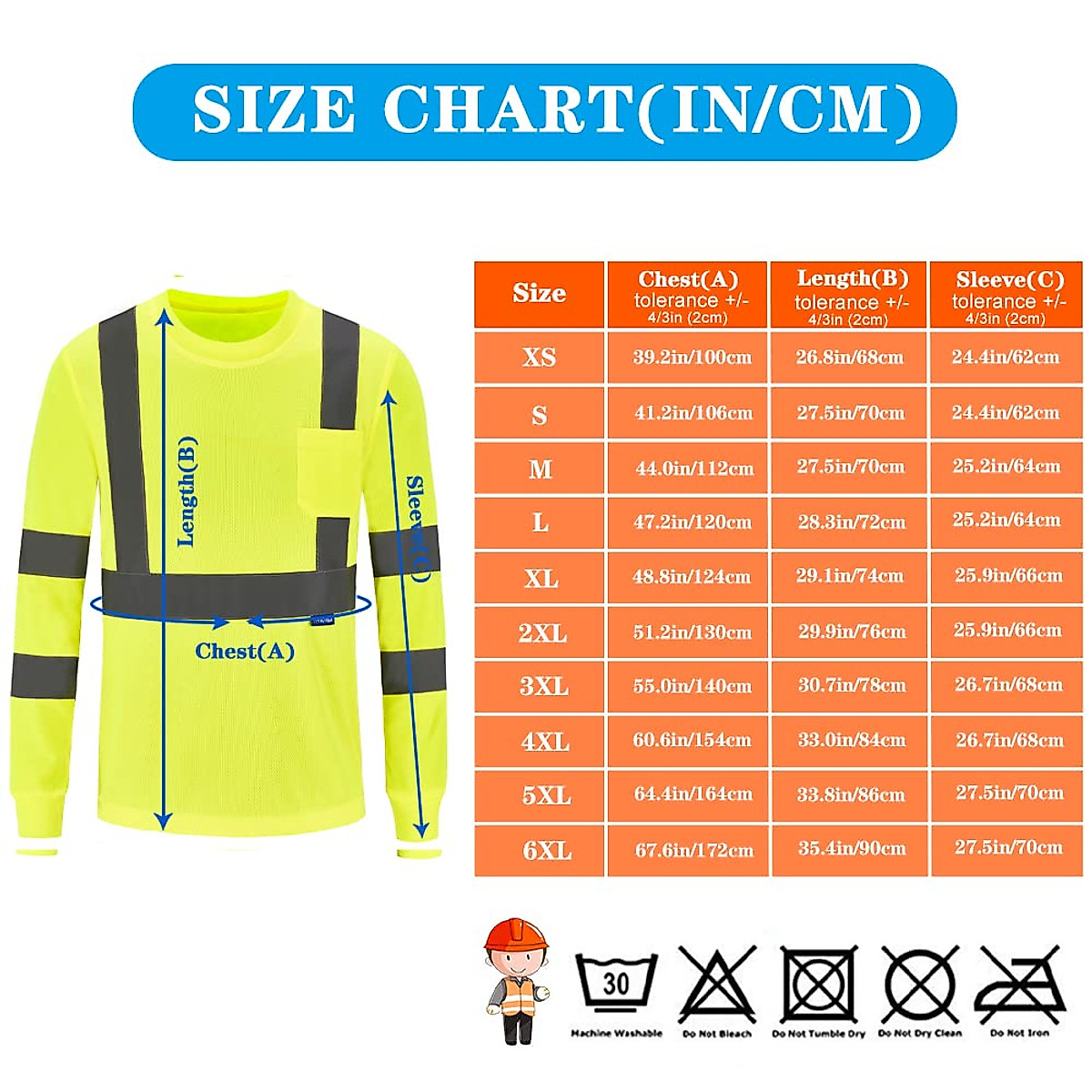 A-SAFETY Construction Shirts for Men M Yellow