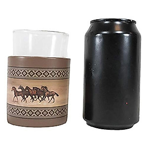 Ebros Rustic Western Wild And Free 5 Running Horses With Southwest Vector Symbols Tan Bathroom Accent Accessories Horse Country Cabin Lodge Farmhouse Decorative (Drinking Mouth Rinse Cup)