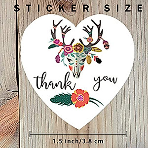 Love Heart-Shaped Thank You Sticker roll, Business Sticker, 500 Labels, Each 1.5 inches in Diameter,