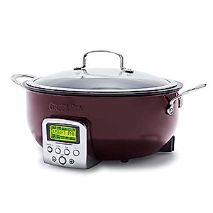 GreenPan Elite Essential Smart Electric 6QT Skillet Pot,Sear Saute Stir-Fry and Cook Rice, Healthy Ceramic Nonstick and Dishwasher Safe Parts, Easy-to-use LED Display, PFAS-Free, Fantasy Fig