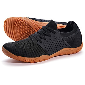 WHITIN Women's Low Zero Drop Shoes Minimalist Barefoot Trail Running Camping Size 10.5-11 Wide Toe Box Female Fitness Minimus Sneaker Black/Gum 42