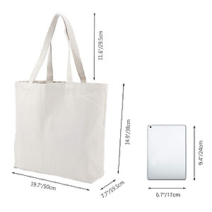 Segarty Blank Canvas Grocery Bag, 3 Pack 20X15in Reusable Large Shopping Plain Bags, Natural Shoulder Bags Personalized Beige Tote Bag Perfect for DIY Projects Painting Crafting Decoration