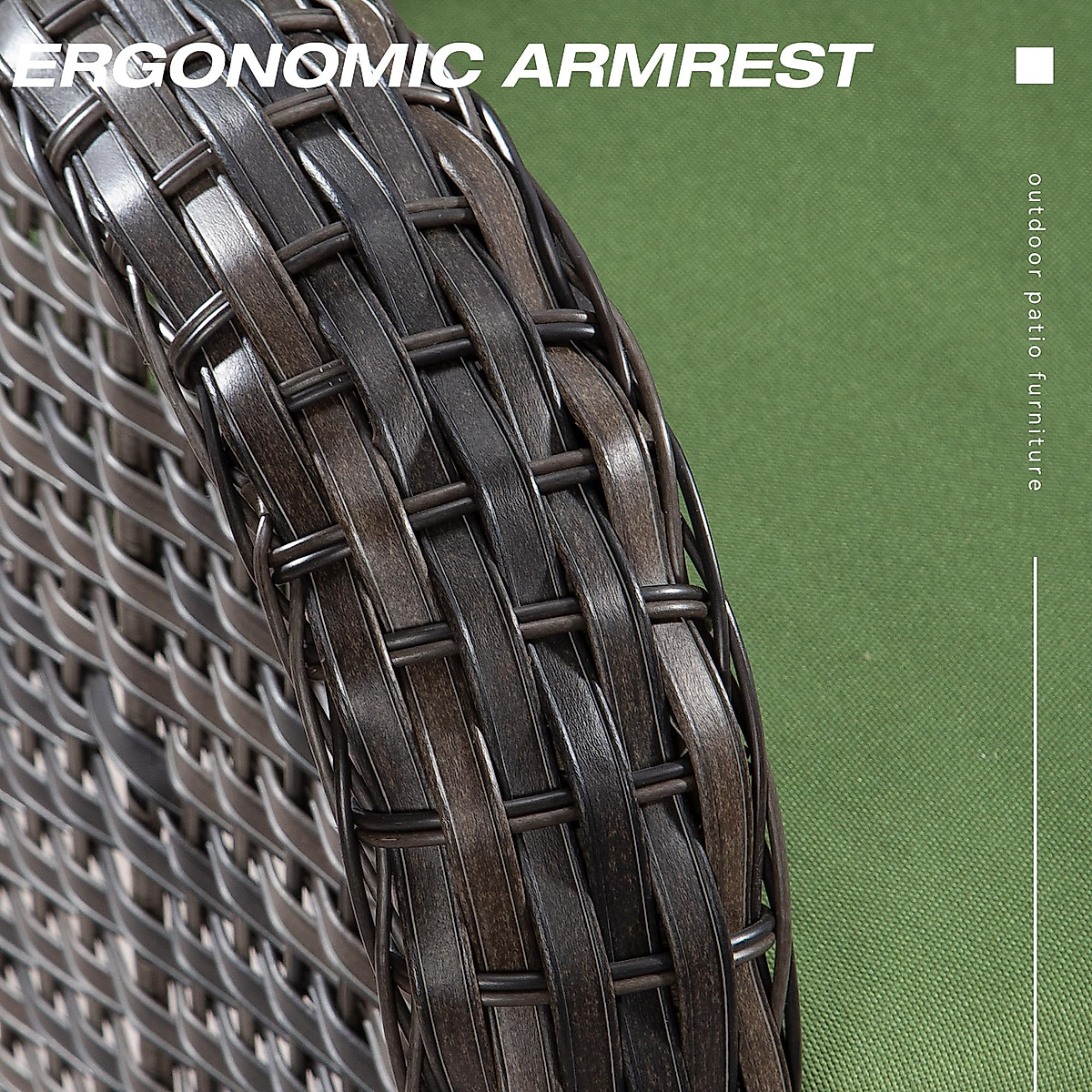 MeetLeisure Outdoor Patio Couch Wicker Sofa - 3 Seater Rattan Sofa for Outside Patio Garden with Deep Seating and Olefin Cushions(Mixed Grey/Green)