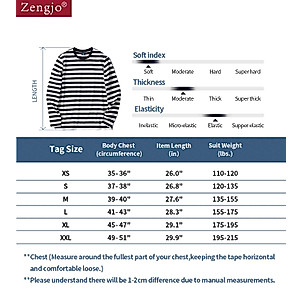 Zengjo Black and White Striped Shirt Men(L,Black&White Wide)