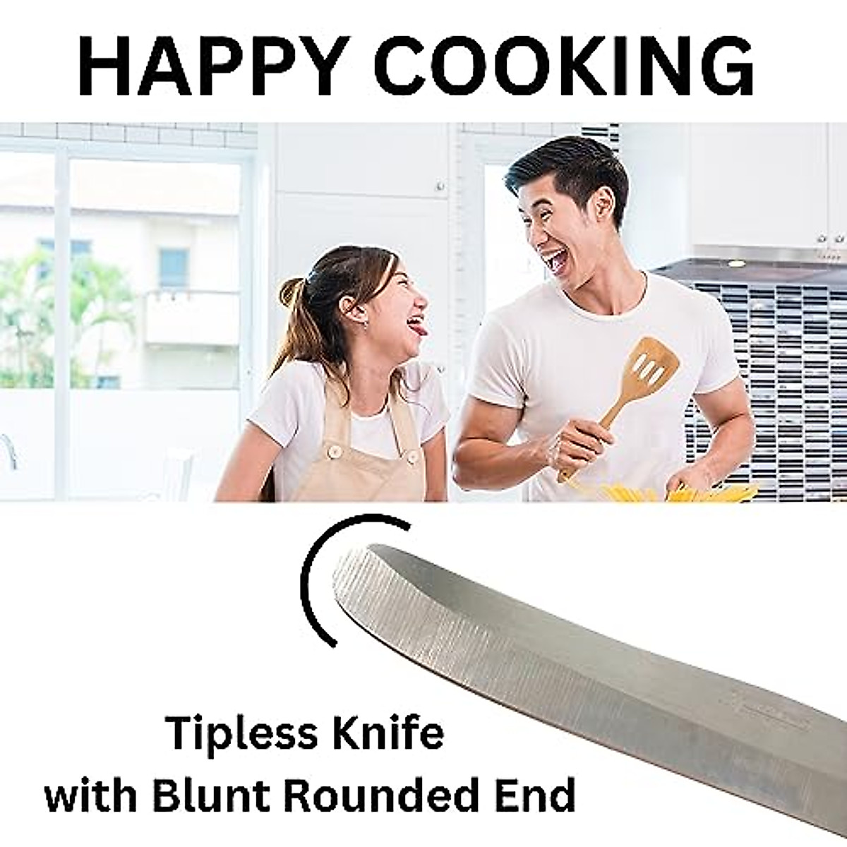 Rounded Tip Knife/Safety Blunt Knives/Cutlery for Cutting Slicing Fruit and Vegetable / 4.5 inches Smooth Sharp blade/Slice and Cut Kitchen Tools (Rounded Tip Penquin Brand)