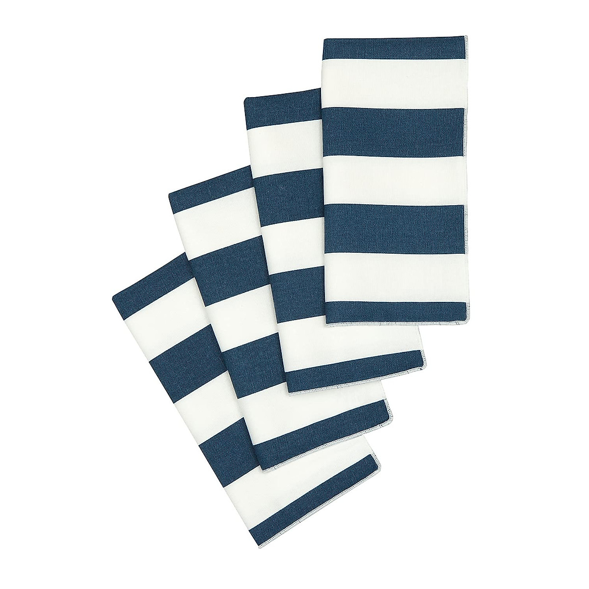 Blue and White Cloth Napkins 18" Dinner to Mix with Red White and Blue Stripes, July 4 Décor Patriotic Stars and Stripes Cotton Linen Napkins Pk 4