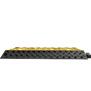 Happybuy 1 Pack of 3-Channel Rubber Cable Protector Ramps Heavy Duty 44000Lbs Load Capacity Cable Wire Cord Cover Ramp Speed Bump Driveway Hose Cable Ramp Protective Cover