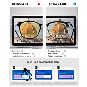 ANYLUV Blue Light Glasses Men Anti Eyestrain Lightweight Computer Gaming Blue Light Blocking Glasses for Women UV400 (3 Pack)