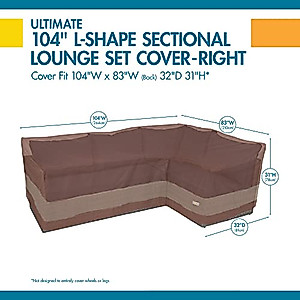 Duck Covers Classic Accessories Ultimate Waterproof Patio Right-Facing Sectional Lounge Set Cover, 104 Inch