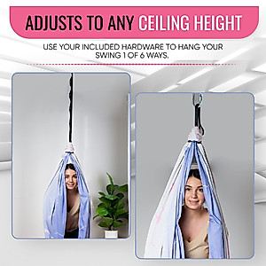 Indoor Sensory Swing for Kids or Outdoor – Holds 300lbs, Double-Layer, & 360° Swivel, Calming Compression Therapy Swing Hammock for Kids & Adults with All Hardware – Sensory-Motor Toys & Gifts