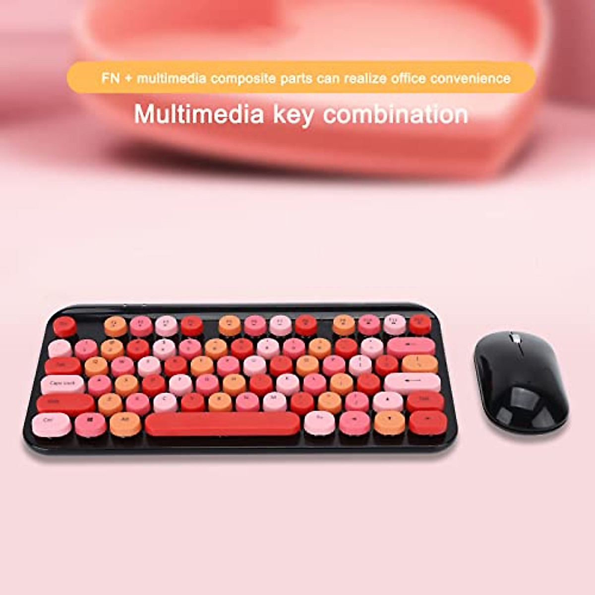 Wireless Keyboard and Mouse Combo, 2.4 GHz USB Keyboard Mouse, 75 Keys Full Size Gaming Keyboard, 1600 DPI 3 Keys Mouse, for Desktop, PC, Laptop(Red Black)