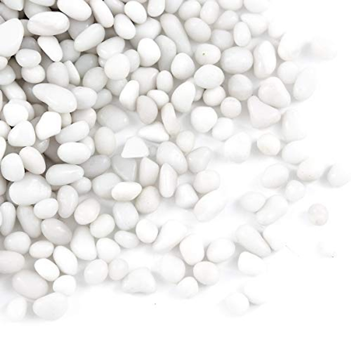 Reflective Tempered High Luster Fire Glass, Glass Gravel,Glass Rocks Marbles Pebbles,Glass Beads Gems for Fish Tank Aquarium Garden Decoration 6-9mm 525g/1.15lbs (Porcelain White)