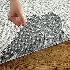 JOLENE.K 8x10 Large Shag Bedroom Rug, Untra Soft Solid Lattice Rug, Tufted Modern Geometric Area Rug Non-Shedding, Non Slip Moroccan Area Rug, Indoor Living Room Area Rugs, Grey 8'x10'