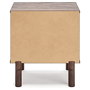 Signature Design by Ashley Calverson Modern 1 Drawer Nightstand with Open Cubby, 21.18" Tall, Dark Brown