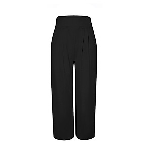 MESLIMA Palazzo Pants for Women High Waist Wide Leg Stretchy Loose Fit Casual Trousers with Pocket
