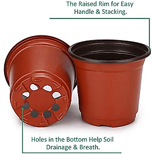 GROWNEER 120 Packs 4 Inches Plastic Plant Nursery Pots with 15 Pcs Plant Labels, Seed Starting Pot Flower Plant Container for Succulents, Seedlings, Cuttings, Transplanting