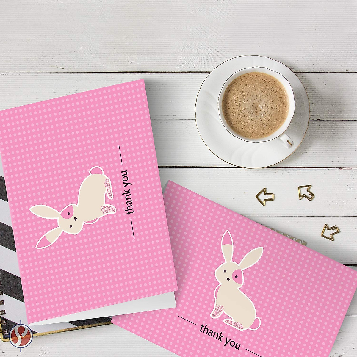 Rabbit Lovely Animal Thank You Note Greeting Cards with Envelopes | Printed on Thick and Sturdy 80lb (216gsm) Cardstock | Blank Interior | A2 Size – 4.25 x 5.5” | 25 per Pack