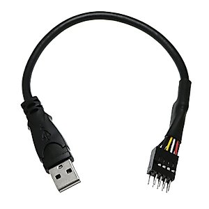 BAIRONG Black 9-Pin USB IDC Male Header to Single USB 2.0 Type A Male Cable 7.8 Inches