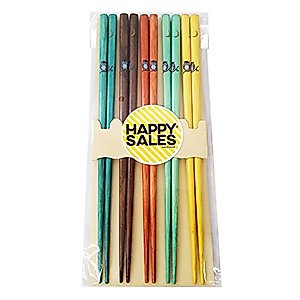 Happy Sales HSCS-FCR17, 5 Pairs Owl Bamboo Chopsticks Gift Set Muliticlor #7223