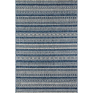 Novogratz by Momeni Villa Collection Tuscany Indoor Outdoor Blue Area Rug, 5'3" x 7'6" Sized Mat for Pool, Patio, Porch, Balcony, Kitchen, Bedroom, Livingroom and Home Office