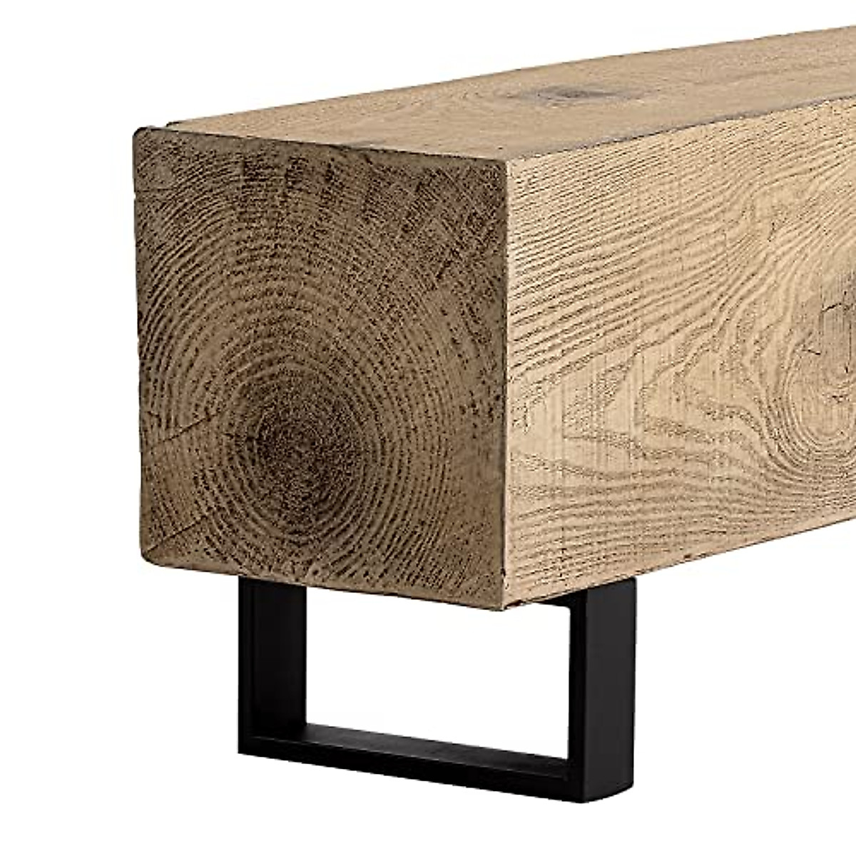 COSIEST Patio Log Bench, Rectangular MgO Garden Bench, 48.4 x 11.8” Outdoor Bench, Rustic Bench for Yard or Lawn(Light Oak)