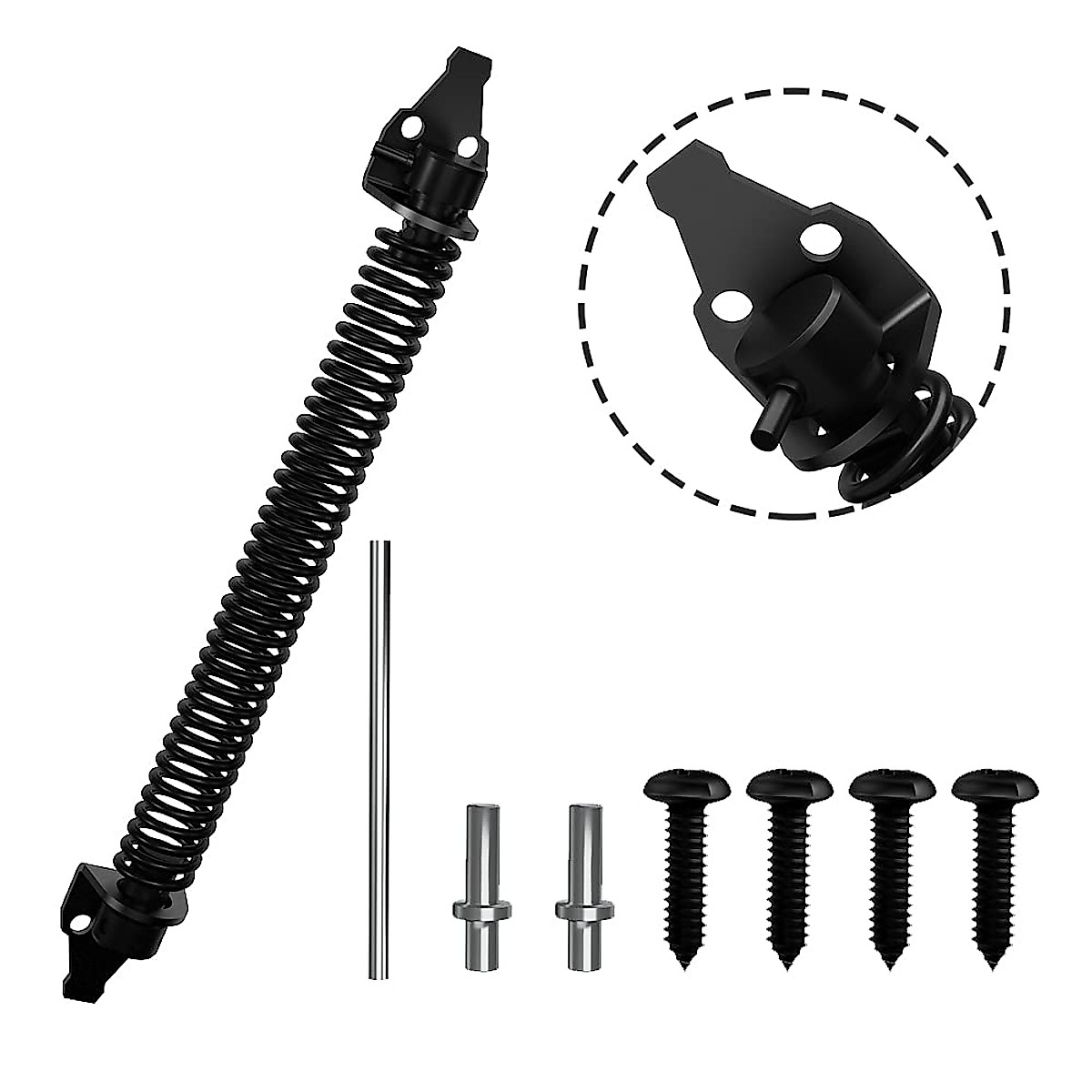 skysen 14" Fence gate Spring self Closing and Adjustable for Wooden or Vinyl Fence,Carbon Steel,Black(gate spring-14")
