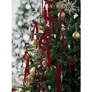 HUIHUANG Red Velvet Ribbon 3/8" Crushed Velvet Ribbon for Christmas Tree Ornaments, Gift Wrapping, Wreath Decoration, Invitations, Holiday Home Decor, Bows -10 Yards