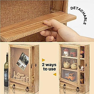 Qiannhee Large Shadow Box Display Case,11x16 Shadow Box Frame with Drawers and Removable Shelves of Flower Photos Wood pet Memorial Shadow Box, Wood Shadow Box as a Wedding Gifts (Rustic Brown)