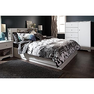 South Shore Vito Door Chest with 5 Drawers and Adjustable Shelves, Pure White