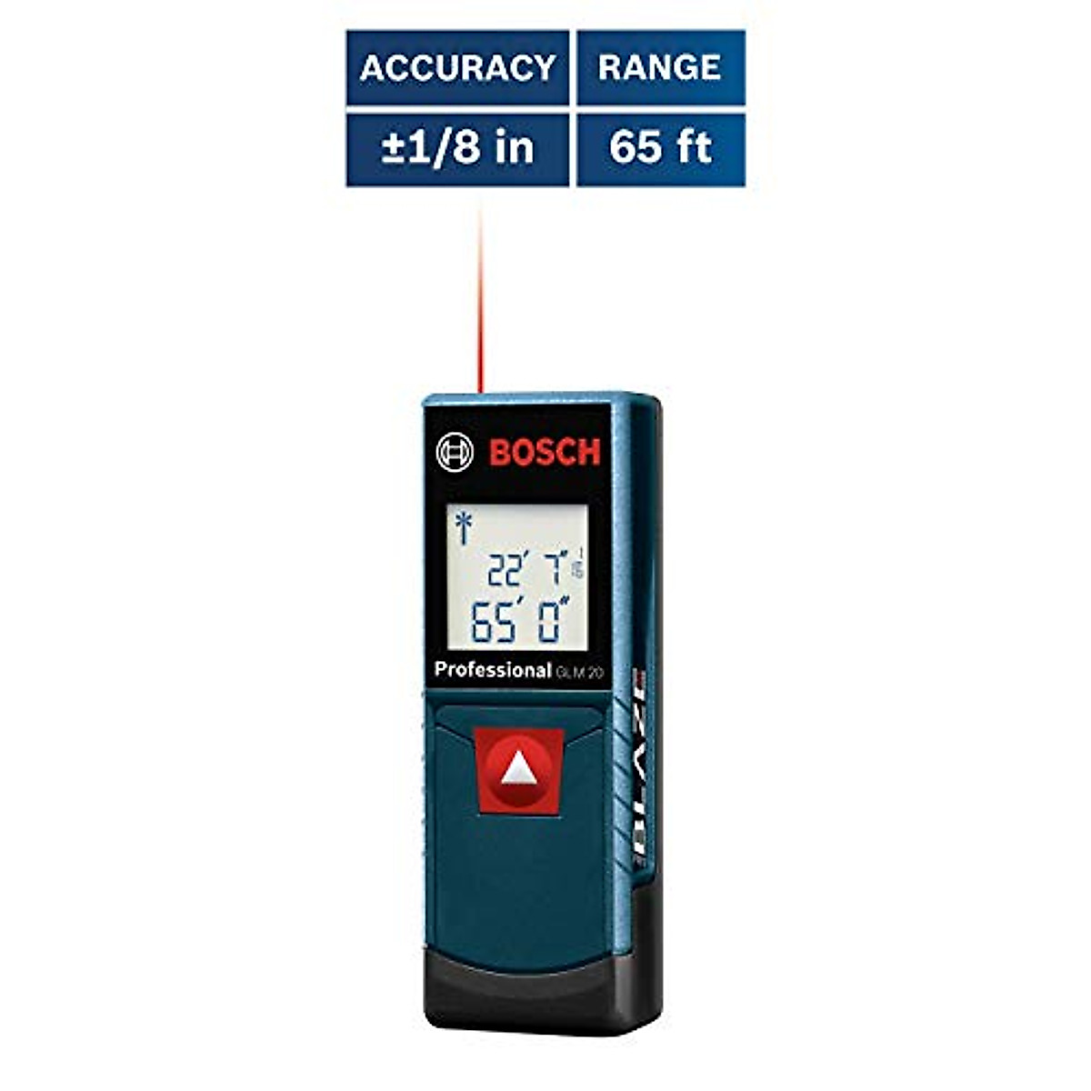BOSCH GLM20 Blaze 65ft Laser Distance Measure with Real Time Measuring,Blue | Slice - 10400 Box Cutter, 3 Position Manual Button with Ceramic Blade, Locking Blade