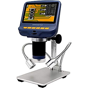 Andonstar AD106S Digital Solder Microscope Electronic Repair Coin Collection Jewelry Appraisal Antique Authentication and Children Biology Slides Observation 200X Magnification with 4.3-inch Display