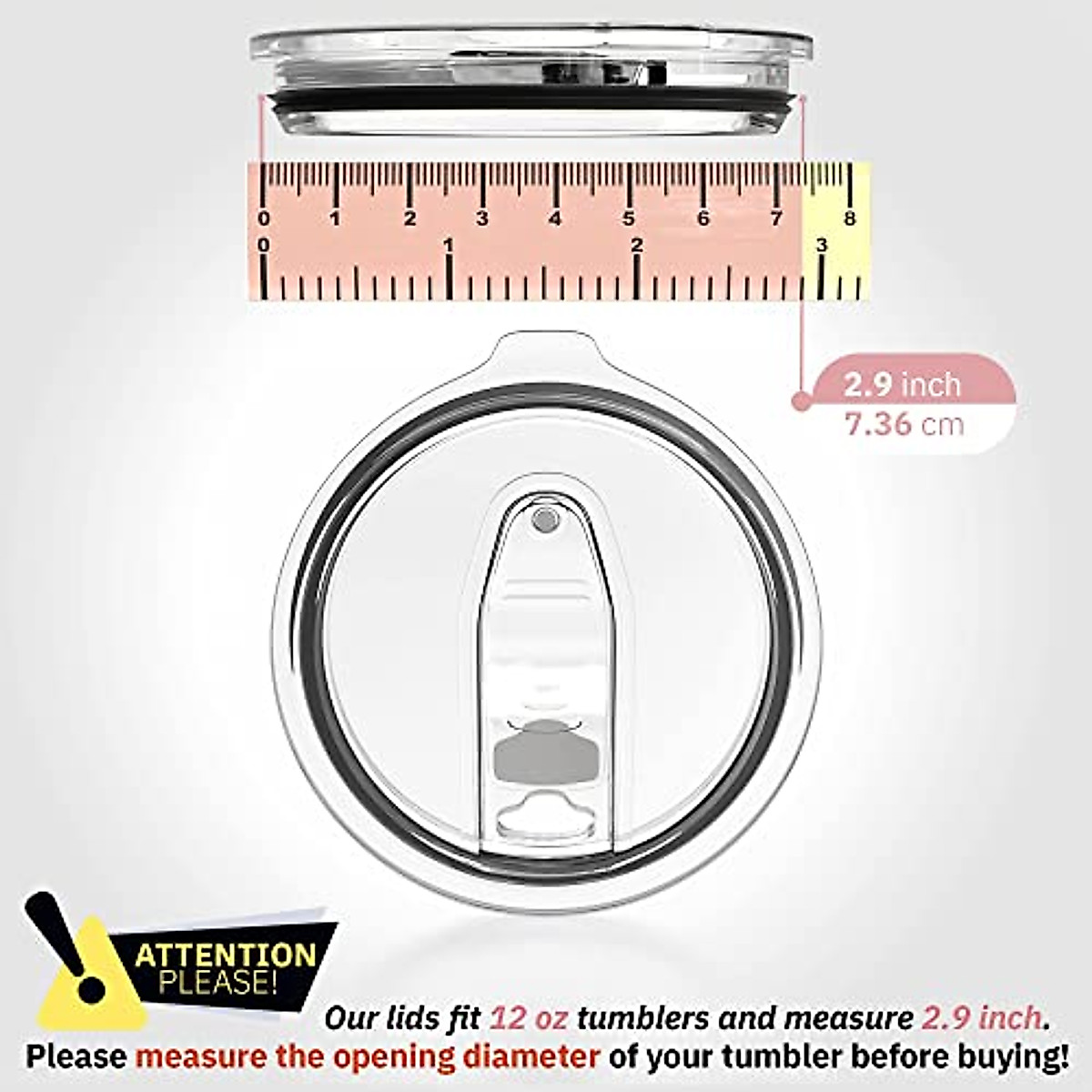 4 Wine Tumbler Lids 12 oz Spill Proof - 2.9 Inch Diameter - No Leak Splash Proof Replacement Silicon Slider Locking Closure, 4 Lids For Tumbler Open Close by C&Berg