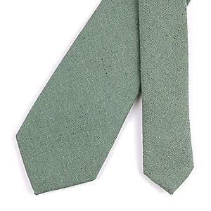 Elfeves Men Skinny Mint Green Ties Cotton Timeless Narrow Width Best Neckties for Grooms