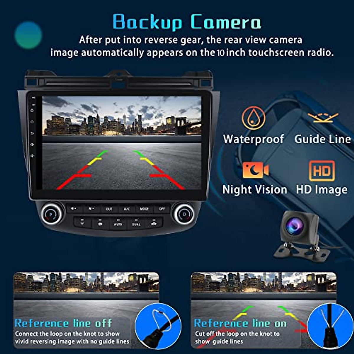 Android 11 Car Stereo for Honda Accord 7th 2003 2004 2005 2006 2007 Built-in Wireless Carplay Android Auto 10 Inch Touchscreen Radio with Backup Camera GPS WiFi HiFi Bluetooth Steering Wheel Control
