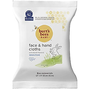 Burt's Bees Baby Face & Hand Cloths, Unscented Cleansing Wipes - 30 Wipes