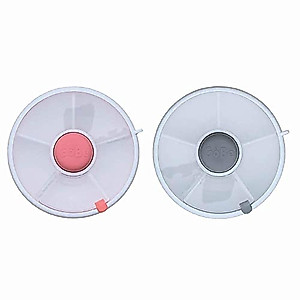 GoBe 2 Pack Kids Snack Spinner - Grey/Coral - Reusable Snack Container with 5 Compartment Dispenser and Lid - Leakproof, Spill-proof - For Toddlers, Babies, Home, Travel