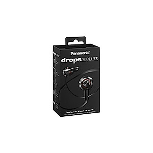 Panasonic drops360°LUXE Premium In-Ear Stereo Headphones RP-HJX20-K (Black and Silver) Powerful Bass, with Travel Case