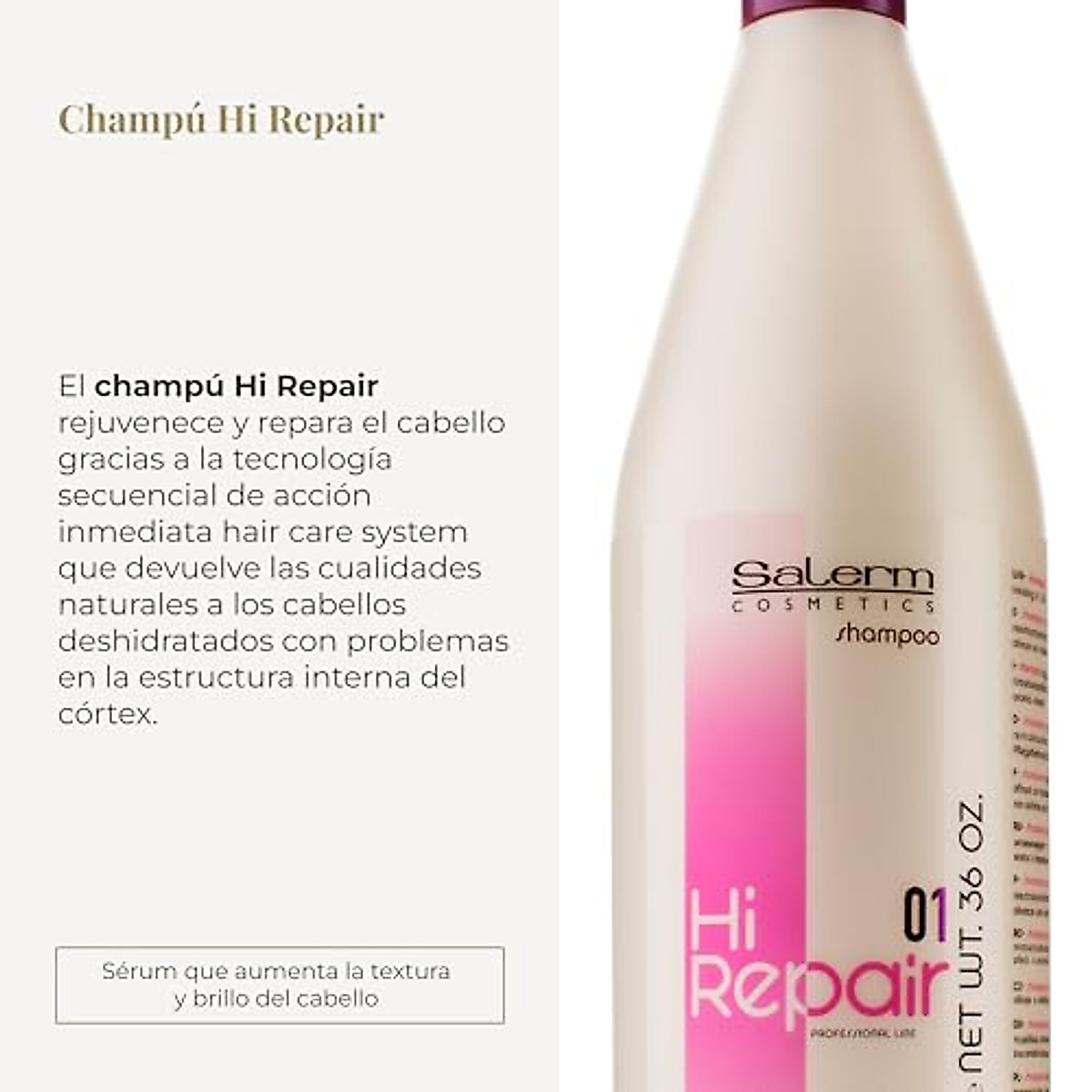 Salerm - Repairing Shampoo - Hi Repair Shampoo - 1000 ml - Deep Hydration for Damaged Hair - Repairs and Rejuvenates - Shinier and Softer Hair - Immediate Effect