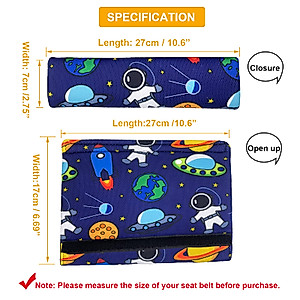 IPOVO Car Seat Belt Pad Cover for Kids,Soft and Comfort Baby Car Seat Belt Strap Covers Cute Unicorn Pattern 2 Pack Harness Pads for Kids (Spaceman)