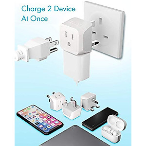 Ceptics Complete European Travel Adapter Set - 2 In 1 Usa to Europe, Germany, England, Spain, Italy, Iceland, France, (Type G, E/F, Type C) - 3 Pack, Safe Grounded Perfect for Cell Phones, Laptops