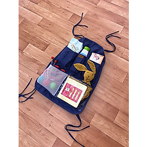 Miniyoki Car Backseat Organizer with Tablet Display Pocket, Travel Essentials for Baby, Car Essentials for Kids, Made in Turkey, Baby Registry Must Have (Dark Blue)