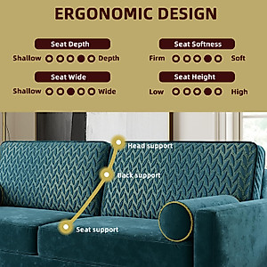 YaoYaoJia 79'' Luxury Velvet Sofa,Mid-Century Modern Loveseat with Bolster Pillows,3 Seater Sofa with Gold Metal Legs,Comfy Couches for Living Room Bedroom Apartment (Teal)