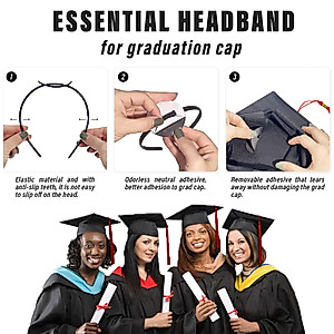unibouti 2 Pack Graduation Cap Headband - Grad Cap Head Band Insert with EVA Foam Sticker - Graduates Essential Hairband for Securing Graduation Hat