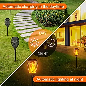XCJC 4 Solar Torch Lights Outdoor: 96 Led Powered Dancing Flickering Garden Flame Landscape Lighting Backyard Patio Large Chrismas Yard Decorative Lantern Auto On/Off Dusk to Dawn Waterproof