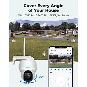 REOLINK 2K Cameras for Home Security Outside, Battery/Solar Powered, Smart Detection, 2-Way Audio, Compatible with Alexa, No Hub Needed, Local SD Storage, Argus PT+ Argus 2E+ Solar Panel