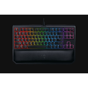 Razer BlackWidow TE Chroma v2 TKL Tenkeyless Mechanical Gaming Keyboard: Green Key Switches, Tactile & Clicky, Chroma RGB Lighting, Magnetic Wrist Rest, Programmable Macros, Classic Black