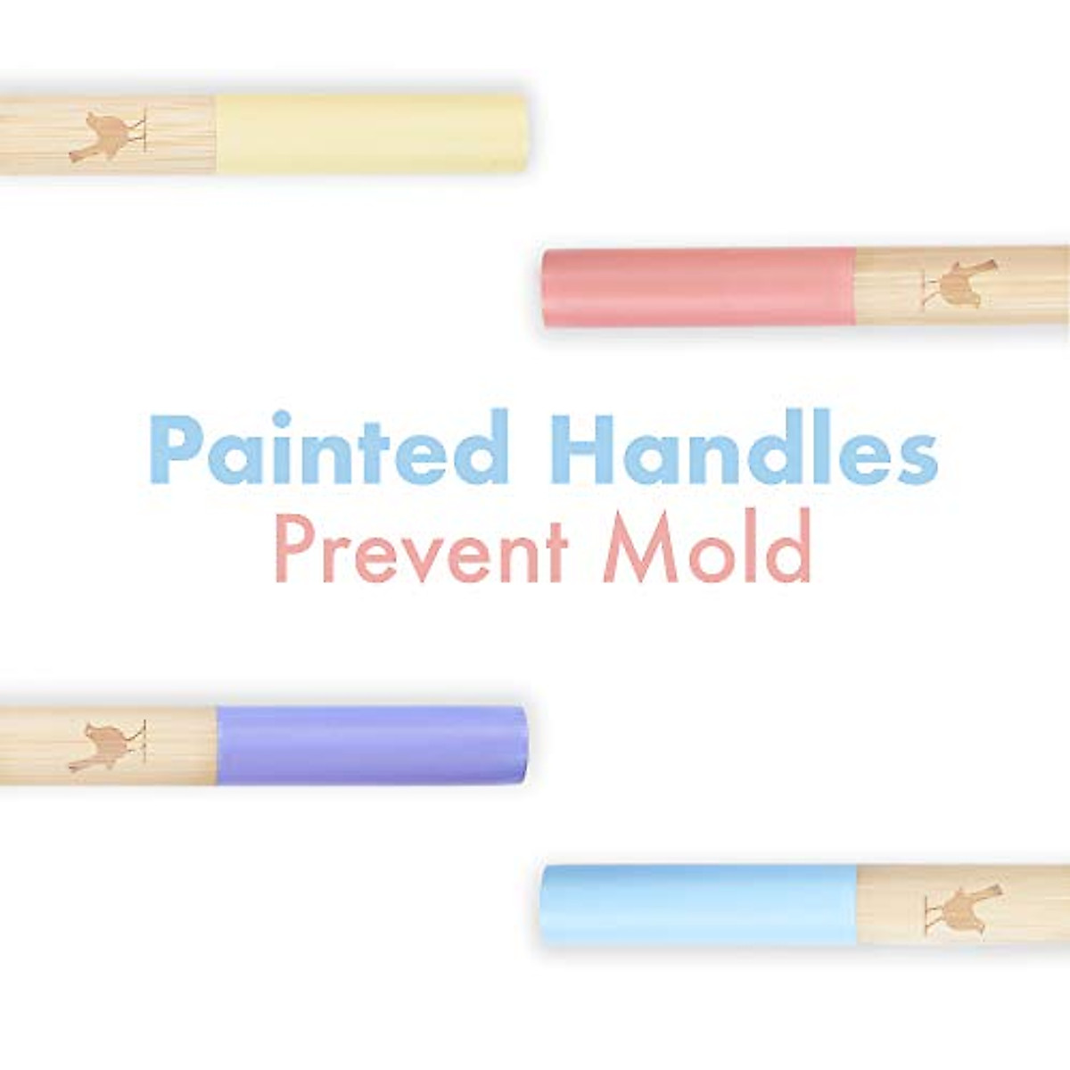 Native Birds Kids Bamboo Toothbrush with Soft Bristles, Set of 4 Eco Friendly Toothbrushes, BPA Free, Designed in Ukraine