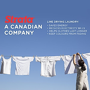 Strata 150 Feet Clothesline Outdoor Heavy Duty Galvanized Wire Steel Cable, Silver PVC Coating - Clothes Line Wires for Outside Laundry Drying